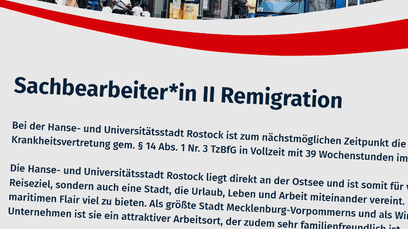 Steilvorlage für AfD - Rostock sucht Sachbearbeiter für „Remigration“